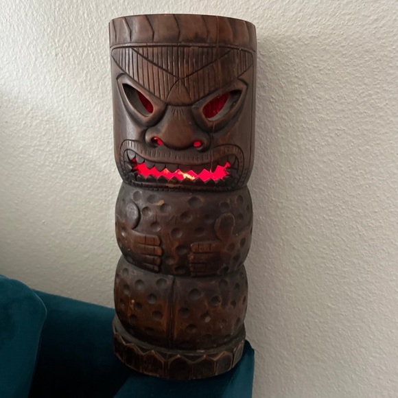 Vintage | Accents | Vintage Solid Wood Tiki Lamp | Poshmark